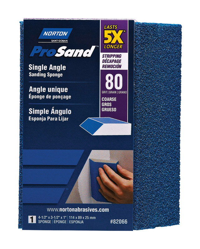 Norton ProSand 4.5 in. L X 3.5 in. W X 1 in. 80 Grit Coarse Single Angle Sanding Sponge PETER S HARDWARE CENTER