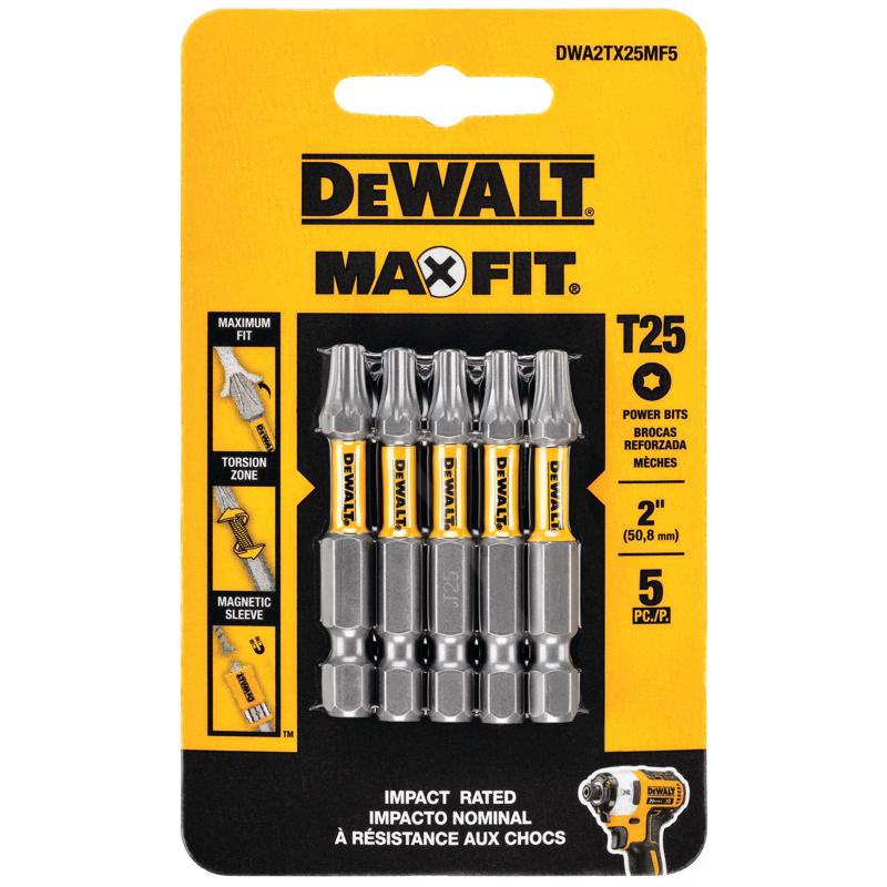 DeWalt Max Fit Torx #25 X 2 in. L Screwdriver Bit Set Steel 5 pk ...