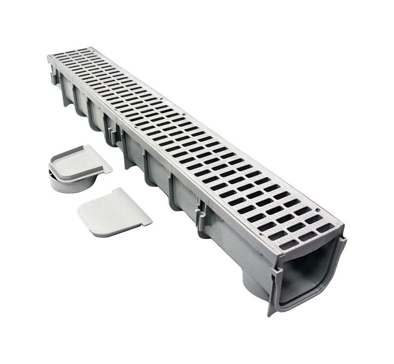 NDS Pro Series 39-1/2 in. Gray Rectangle Polyethylene Channel Grate and ...